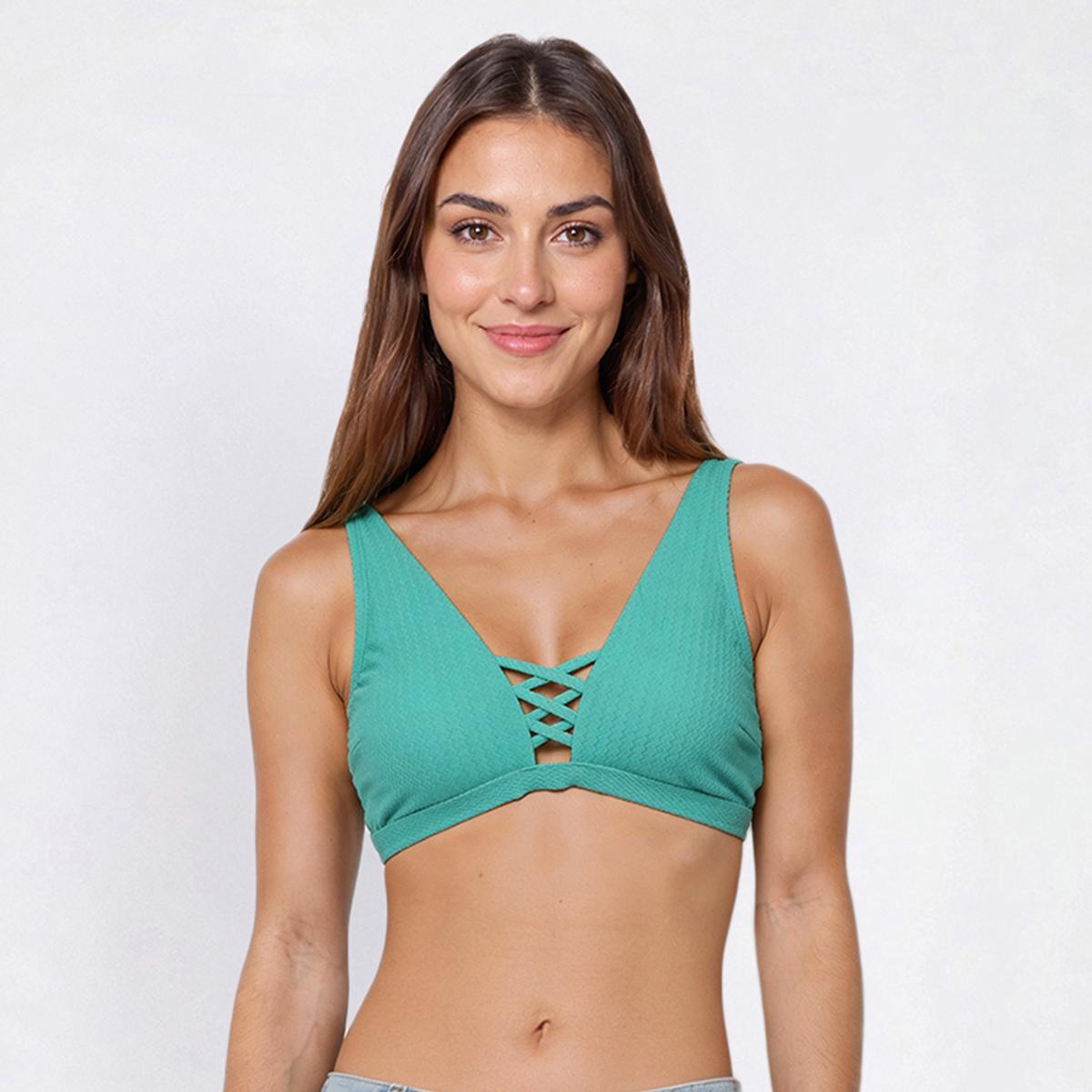 Click here for Womens Cupshe Solid Strappy Front Lace Up Bralette... prices